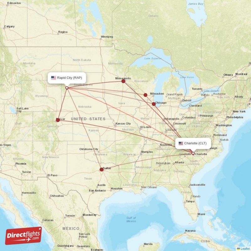Direct flights from Charlotte to Rapid City (CLT-RAP) - Directflights.com