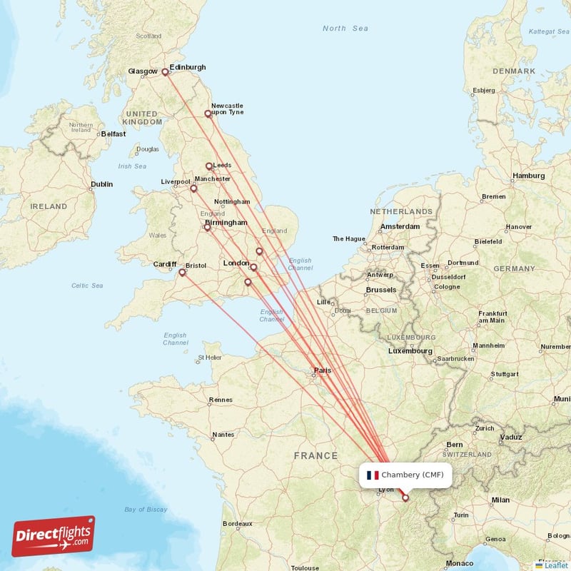 Direct flights from Chambery - 9 destinations - CMF, France ...