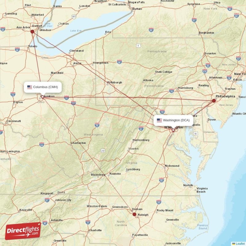 Direct flights from Columbus to Washington (CMH-DCA) - Directflights.com