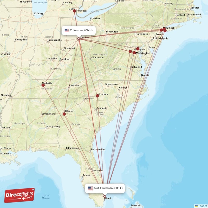 Direct flights from Columbus to Fort Lauderdale, CMH to FLL non-stop - Directflights.com