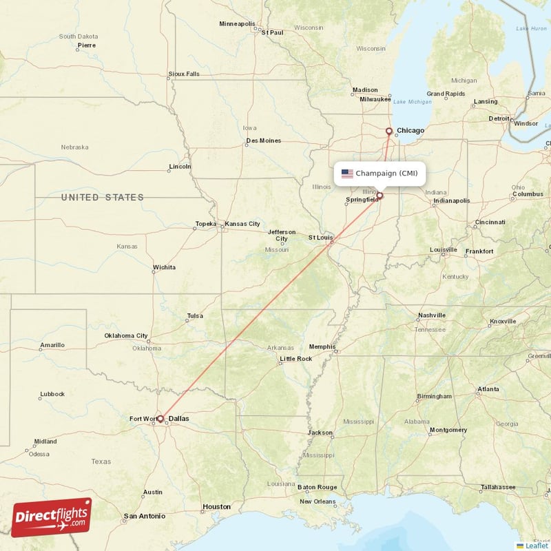 Direct flights from Champaign - 2 destinations - CMI, USA ...