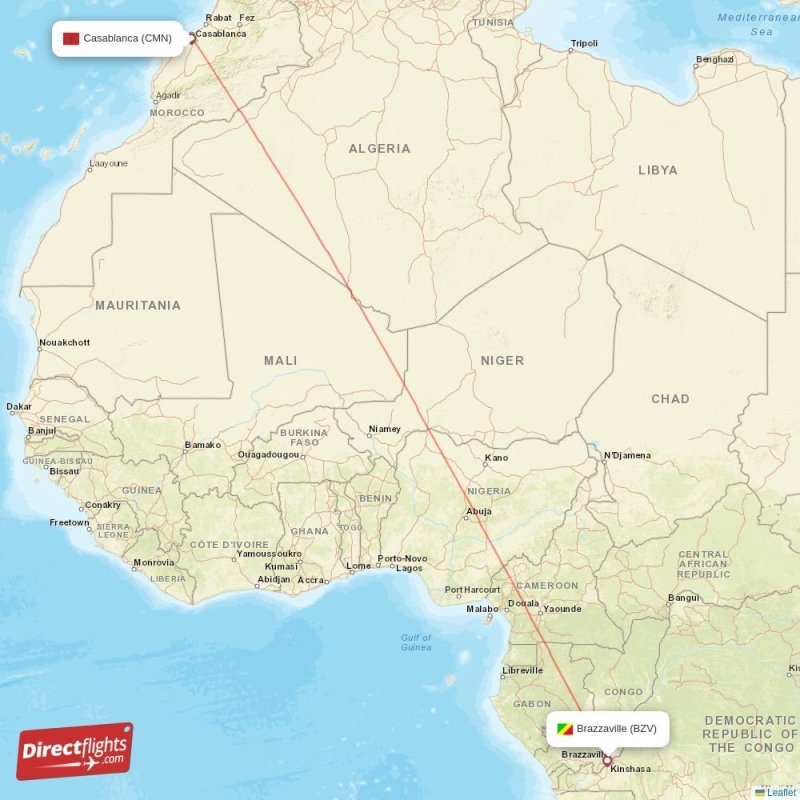 Direct flights from Casablanca to Brazzaville, CMN to BZV non-stop ...