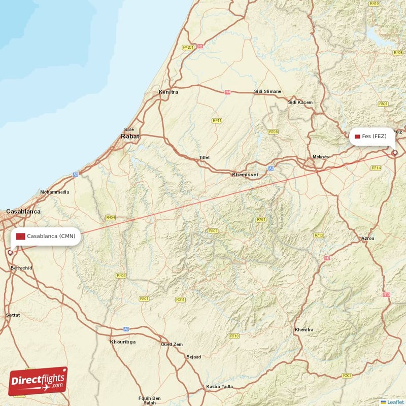 Direct flights from Casablanca to Fes, CMN to FEZ non-stop ...