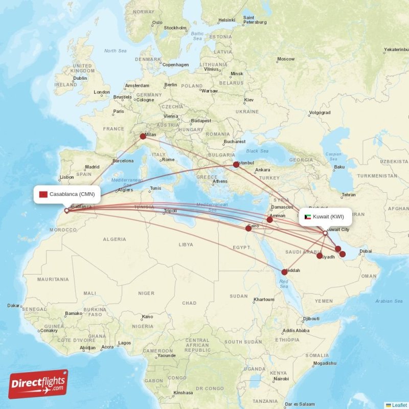 Direct flights from Casablanca to Kuwait, CMN to KWI non-stop ...