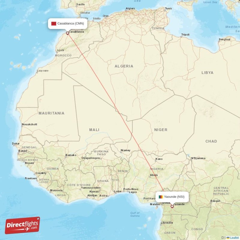 Direct flights from Casablanca to Yaounde, CMN to NSI non-stop ...