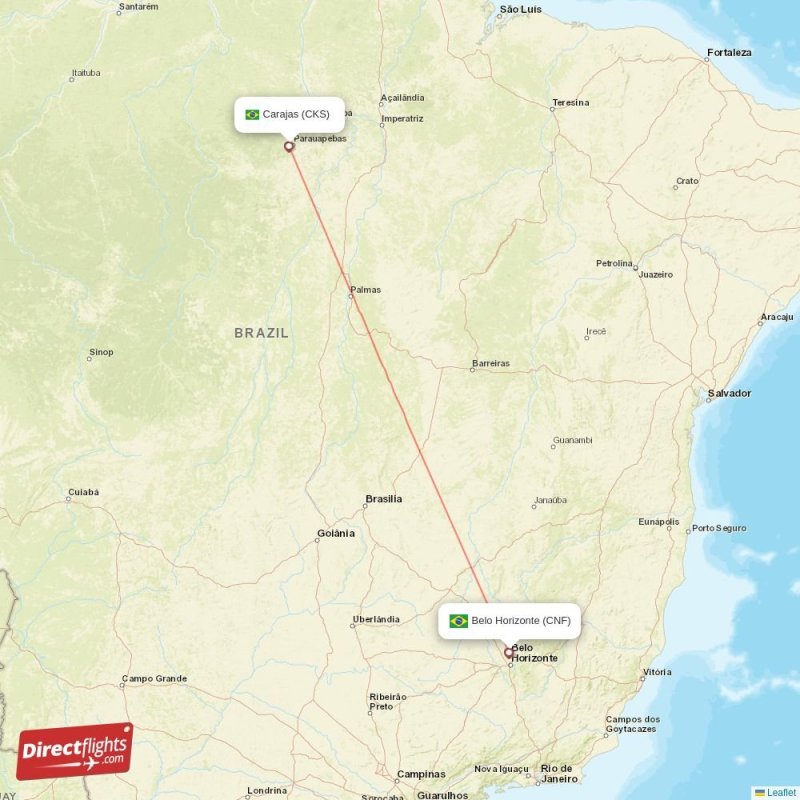 Direct flights from Belo Horizonte to Carajas, CNF to CKS non-stop ...