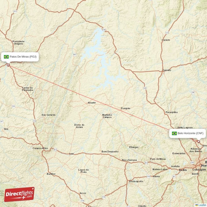Direct flights from Belo Horizonte to Patos De Minas, CNF to POJ non ...