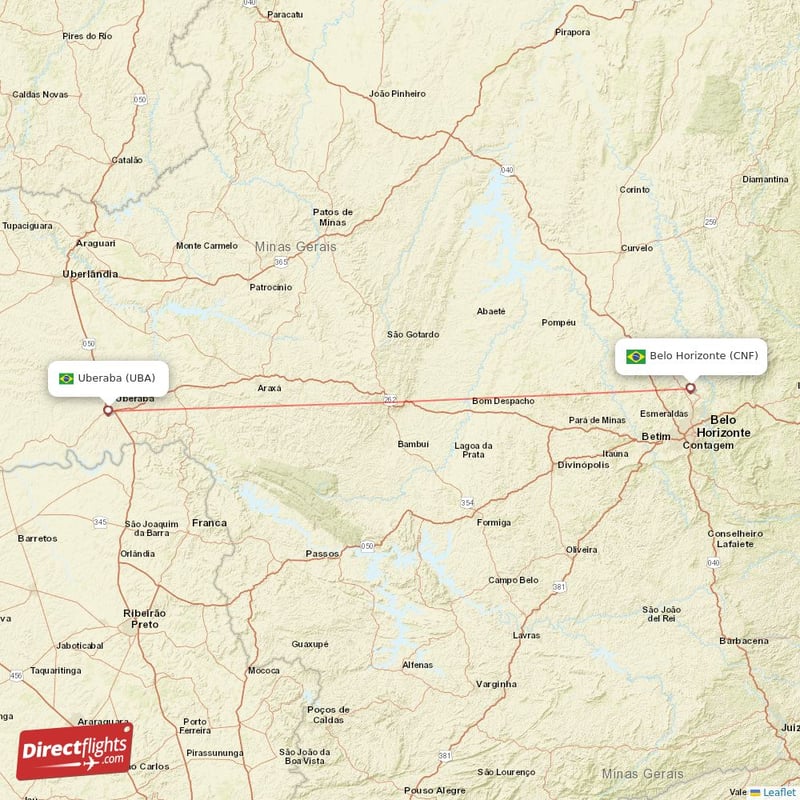 Direct flights from Belo Horizonte to Uberaba, CNF to UBA non-stop ...