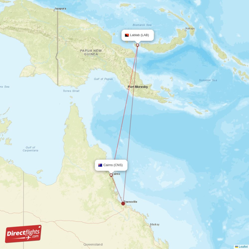 Direct flights from Cairns to Lablab (CNS-LAB) - Directflights.com