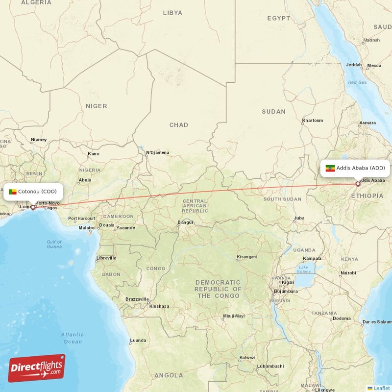 Direct flights from Cotonou to Addis Ababa, COO to ADD non-stop - Directflights.com