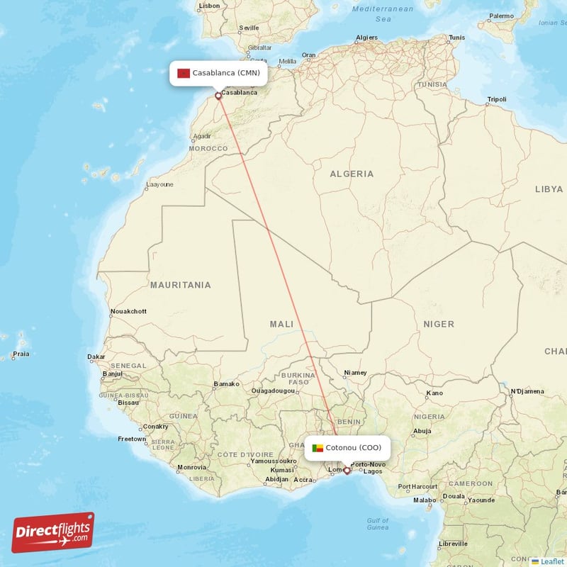Direct flights from Cotonou to Casablanca, COO to CMN non-stop - Directflights.com