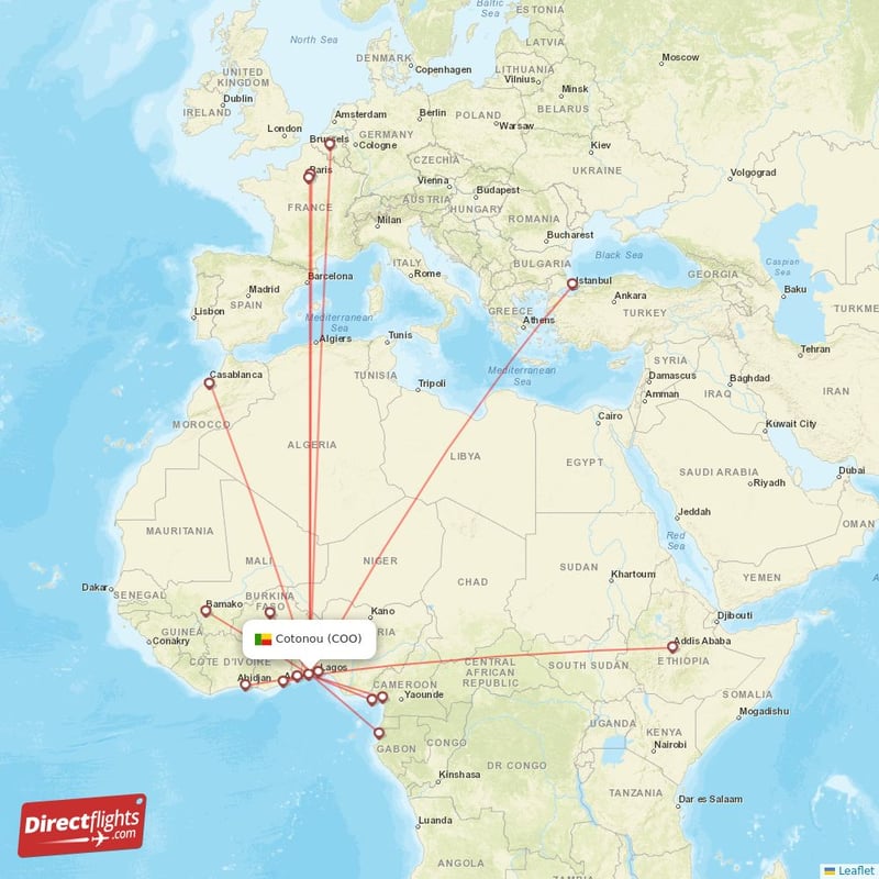 Direct flights to Cotonou - COO, Benin - Directflights.com