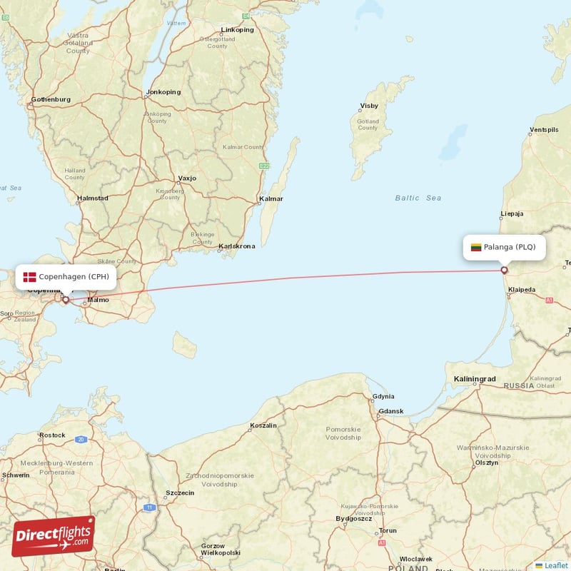 Direct flights from Copenhagen to Palanga, CPH to PLQ non-stop ...