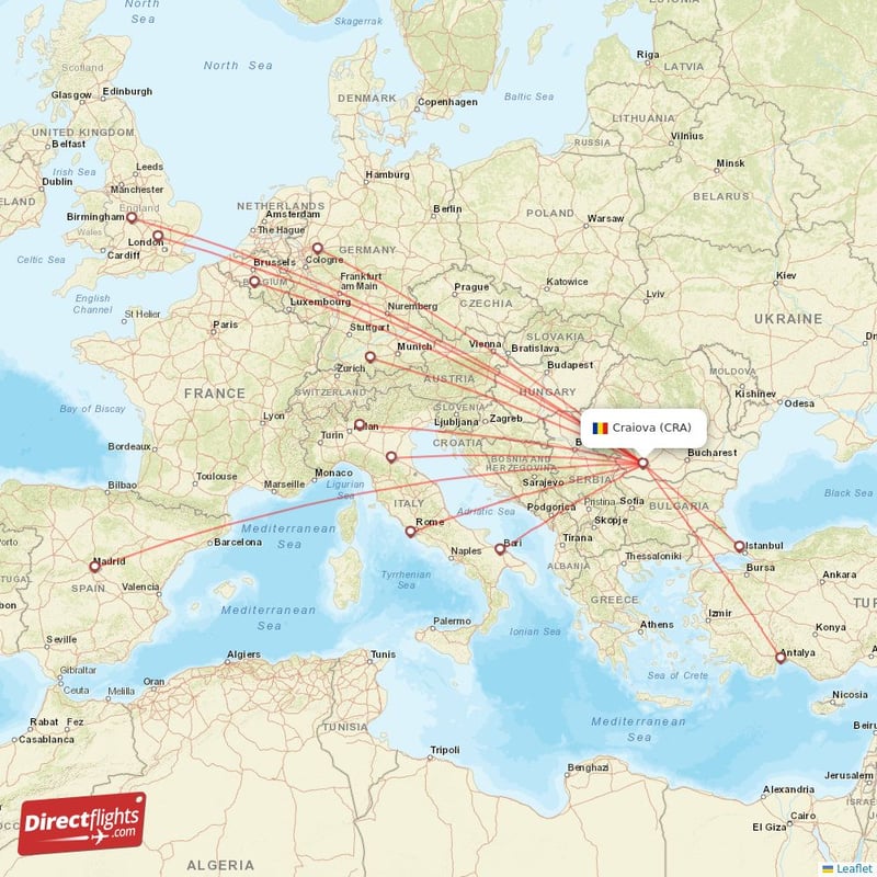 Direct flights from Craiova - 16 destinations - CRA, Romania ...
