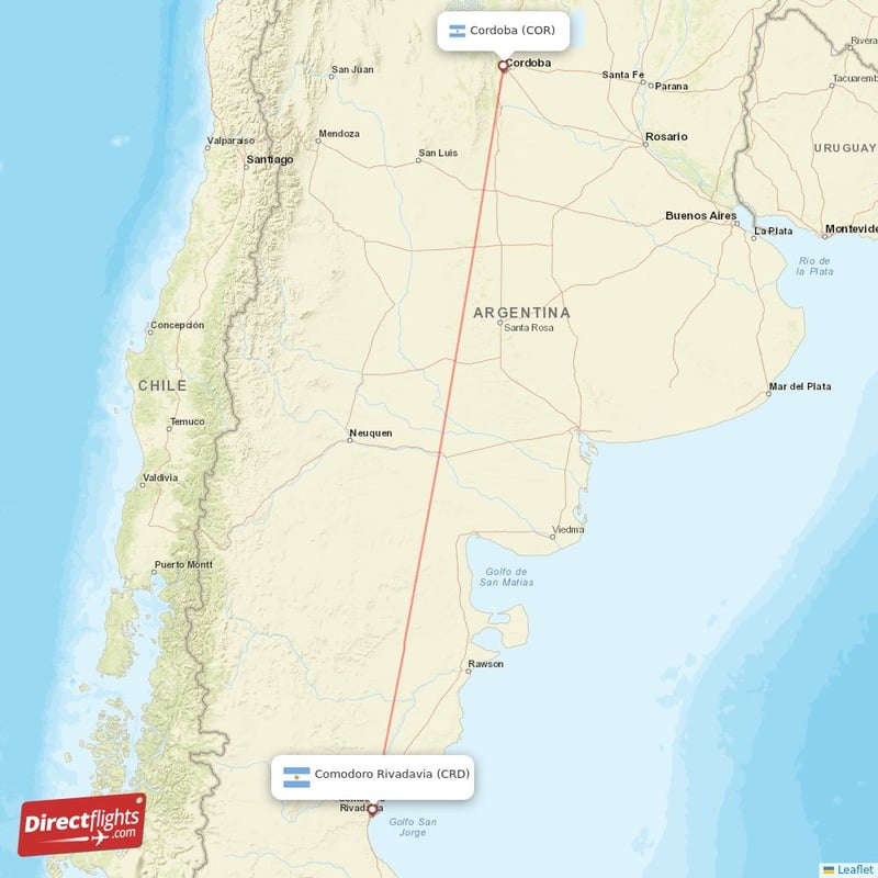Direct flights from Comodoro Rivadavia to Cordoba, CRD to COR non-stop ...