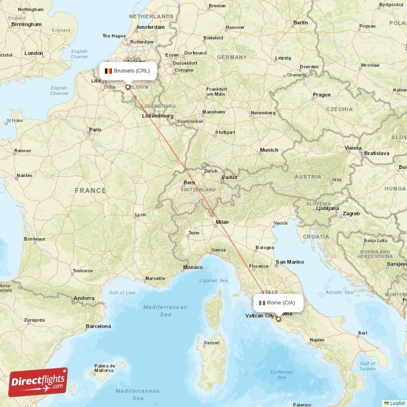 Direct flights from Brussels to Rome (CRL-CIA) - Directflights.com