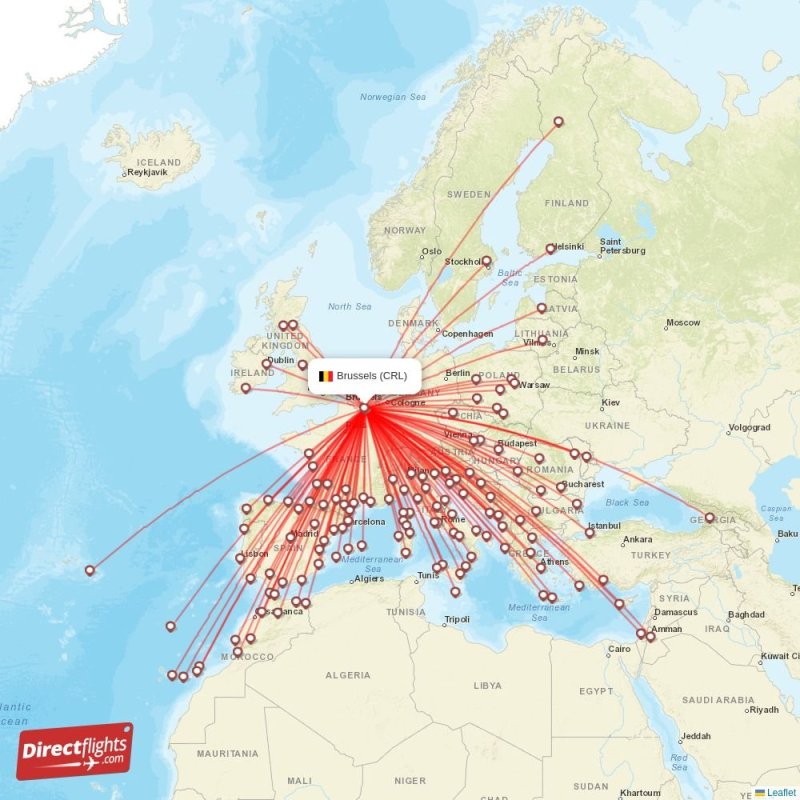 Direct flights from Brussels - 130 destinations - CRL, Belgium ...