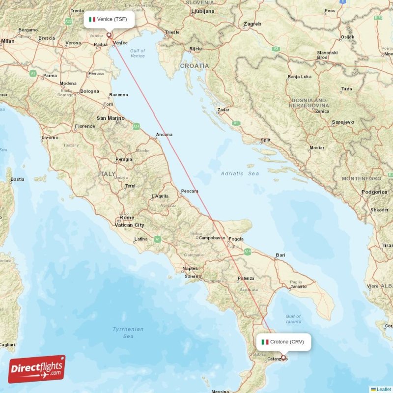 Direct flights from Crotone to Venice, CRV to TSF non-stop ...