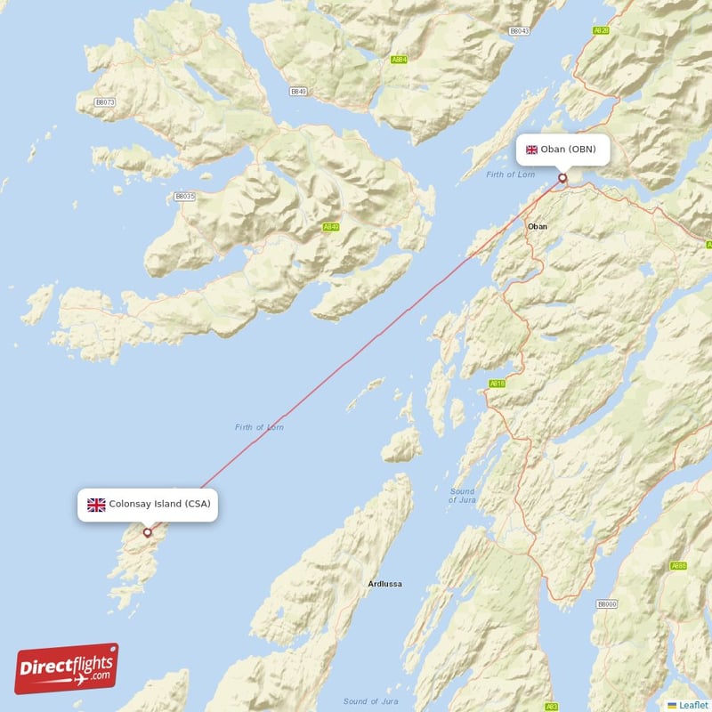 Direct flights from Colonsay Island to Oban, CSA to OBN non-stop ...