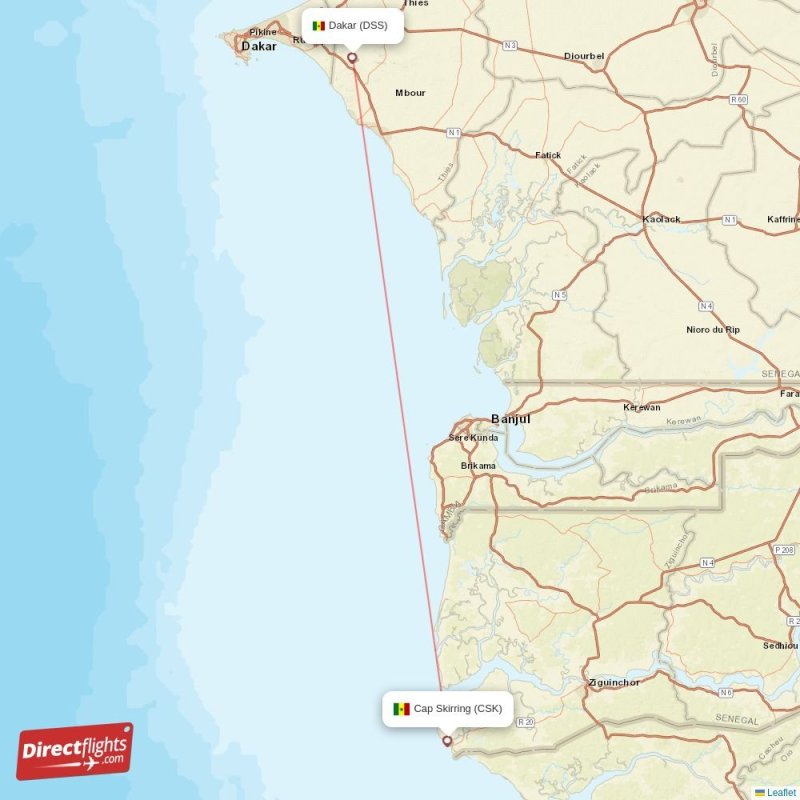 Direct flights from Cap Skirring - 2 destinations - CSK, Senegal ...