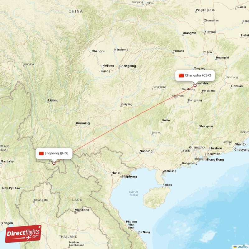 Direct flights from Changsha to Jinghong, CSX to JHG non-stop ...