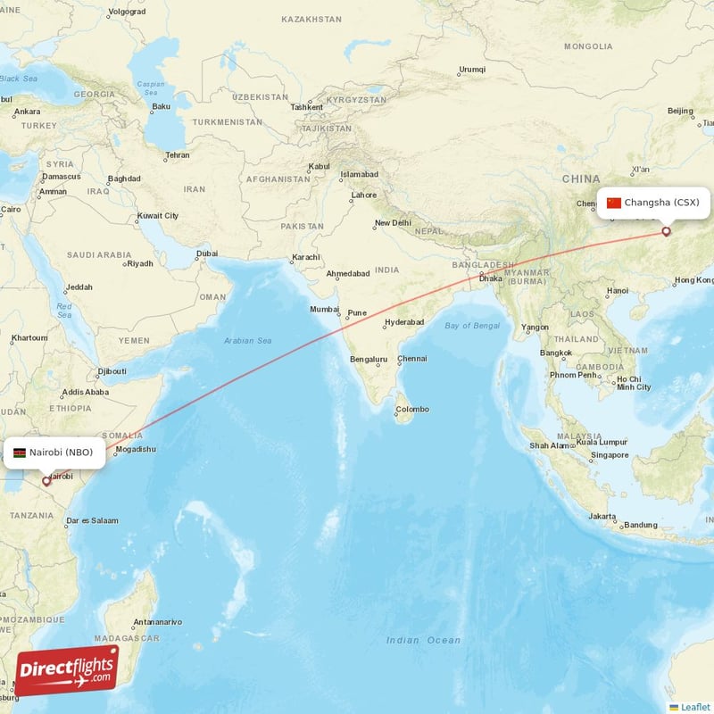 Direct flights from Changsha to Nairobi, CSX to NBO non-stop - Directflights.com