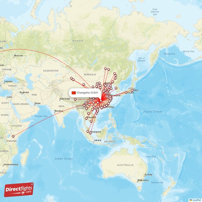 Direct flights from Changsha - 99 destinations - CSX, China - Directflights.com