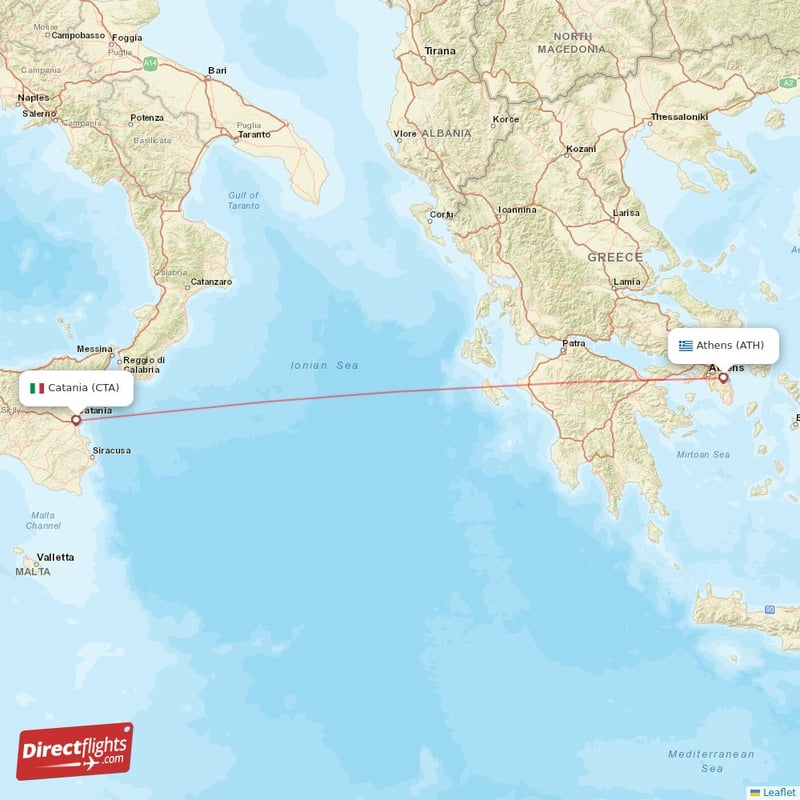 Direct flights from Catania to Athens, CTA to ATH non-stop - Directflights.com
