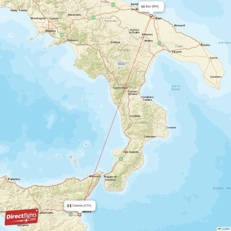 Direct flights from Catania to Bari (CTA-BRI) - Directflights.com