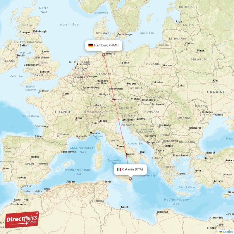 Direct flights from Catania to Hamburg, CTA to HAM non-stop - Directflights.com
