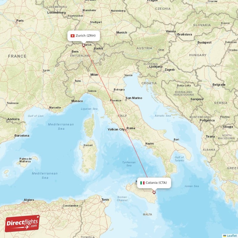 Direct flights from Catania to Zurich, CTA to ZRH non-stop - Directflights.com