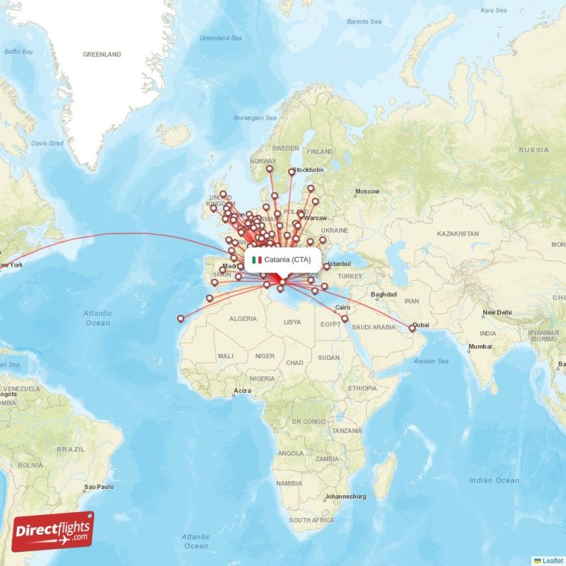 Direct flights to Catania - CTA, Italy - Directflights.com