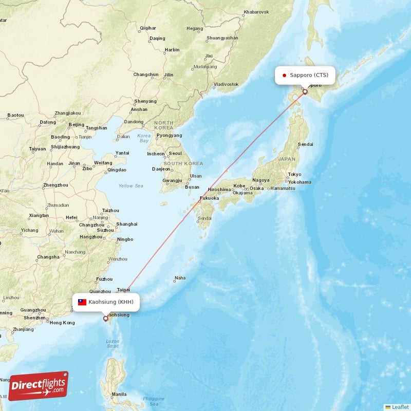 Direct flights from Sapporo to Kaohsiung, CTS to KHH non-stop - Directflights.com