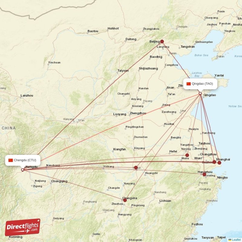 Direct flights from Chengdu to Qingdao, CTU to TAO non-stop ...