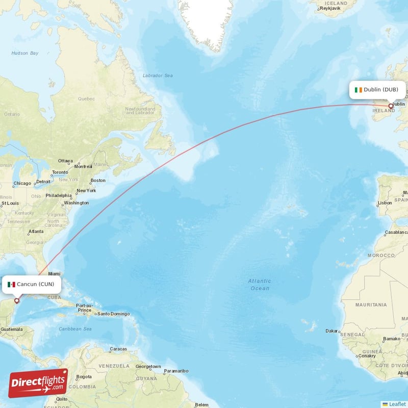 Direct flights from Cancun to Dublin, CUN to DUB non-stop - Directflights.com