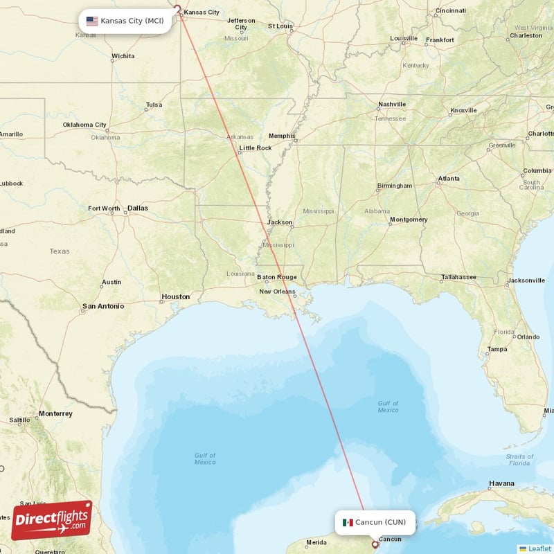 Direct flights from Cancun to Kansas City, CUN to MCI non-stop - Directflights.com