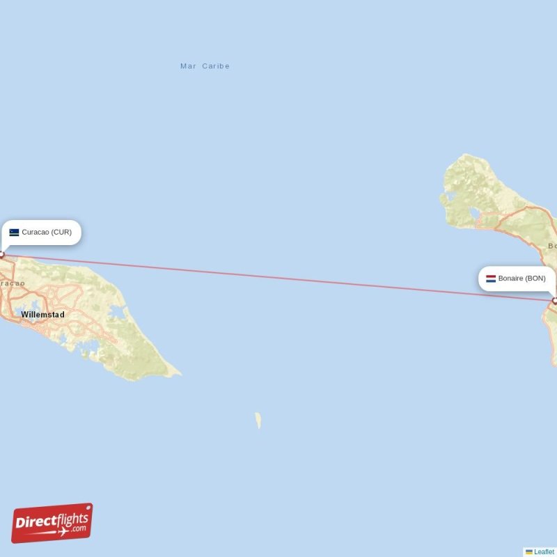 Direct flights from Curacao to Bonaire (CUR-BON) - Directflights.com