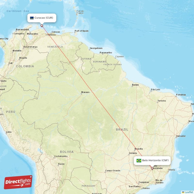 Direct flights from Curacao to Belo Horizonte, CUR to CNF non-stop ...
