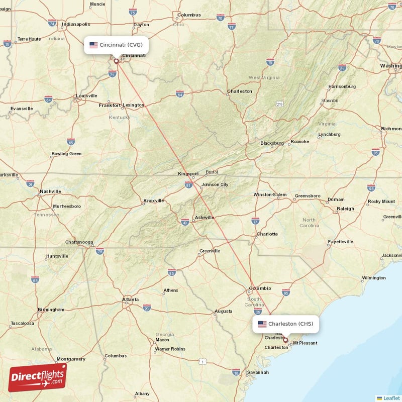 Direct flights from Cincinnati to Charleston, CVG to CHS non-stop - Directflights.com