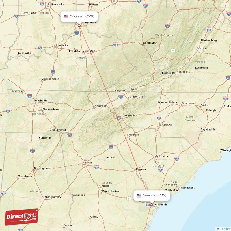 Direct flights from Cincinnati to Savannah, CVG to SAV non-stop ...