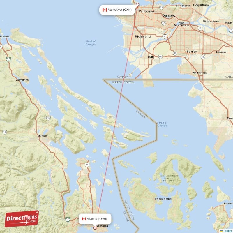 Direct flights from Vancouver to Victoria (CXH-YWH) - Directflights.com