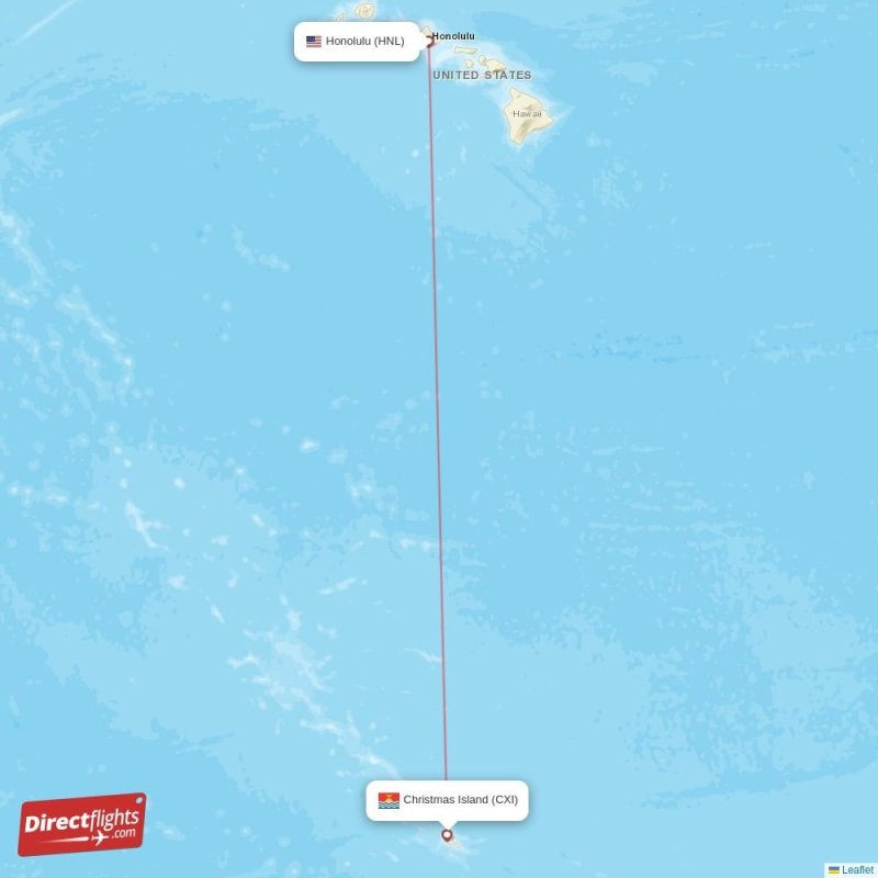 Direct flights from Christmas Island to Honolulu, CXI to HNL non-stop ...