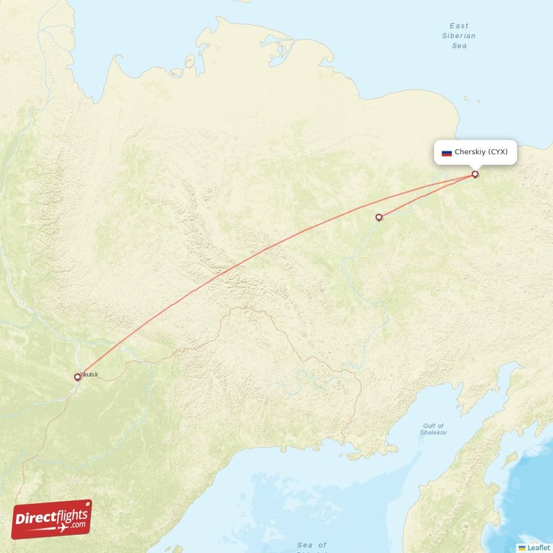 Direct flights from Cherskiy - 2 destinations - CYX, Russia ...