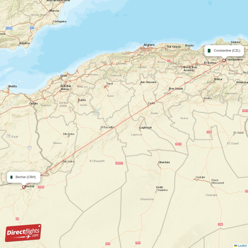 Direct flights from Constantine to Bechar, CZL to CBH non-stop ...