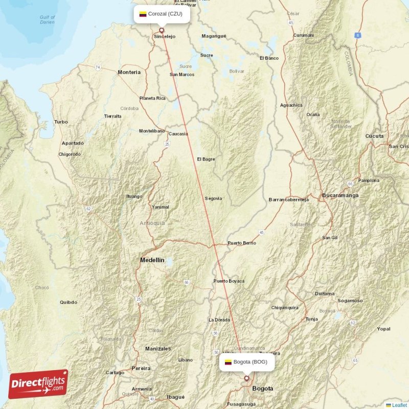 Direct flights from Corozal - 1 destinations - CZU, Colombia ...