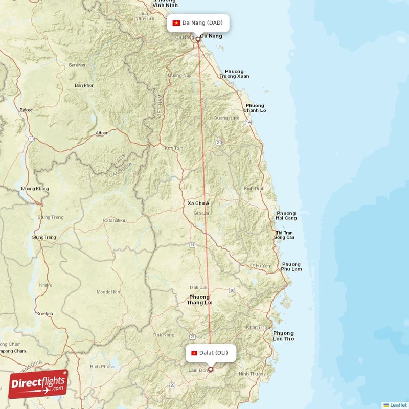 Direct flights from Da Nang to Dalat, DAD to DLI non-stop ...