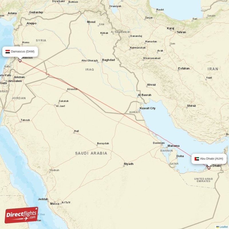 Direct flights from Damascus to Abu Dhabi, DAM to AUH non-stop ...