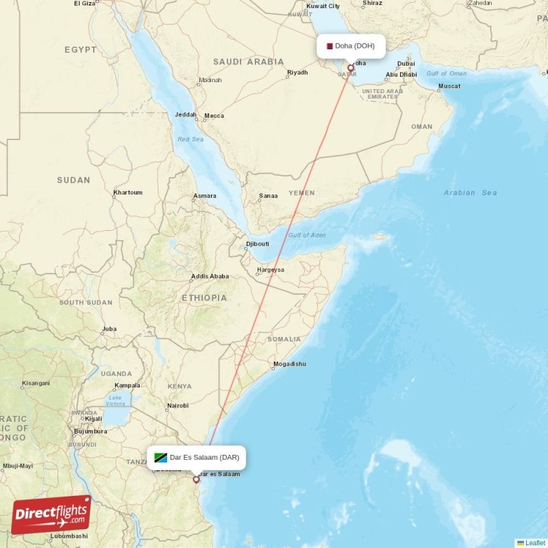 Direct flights from Dar Es Salaam to Doha, DAR to DOH non-stop ...