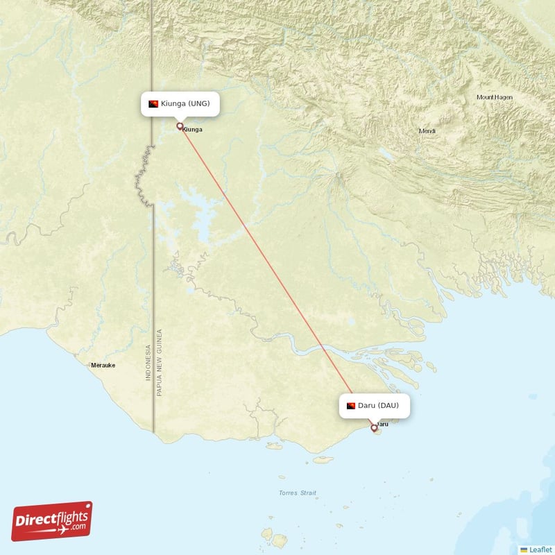 Direct flights from Daru to Kiunga, DAU to UNG non-stop - Directflights.com