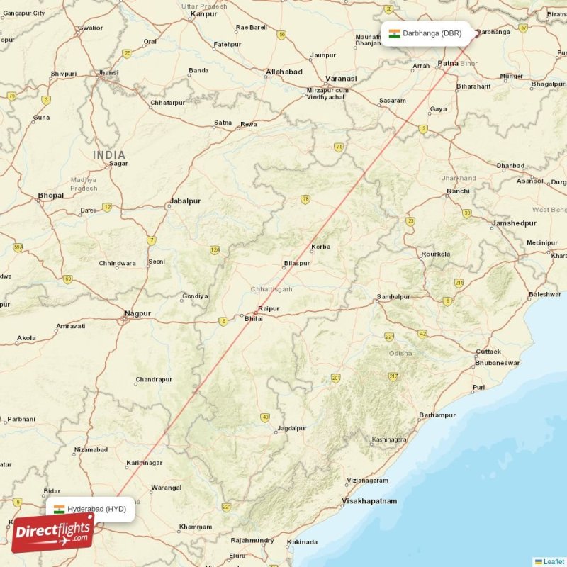 Direct flights from Darbhanga to Hyderabad, DBR to HYD non-stop - Directflights.com